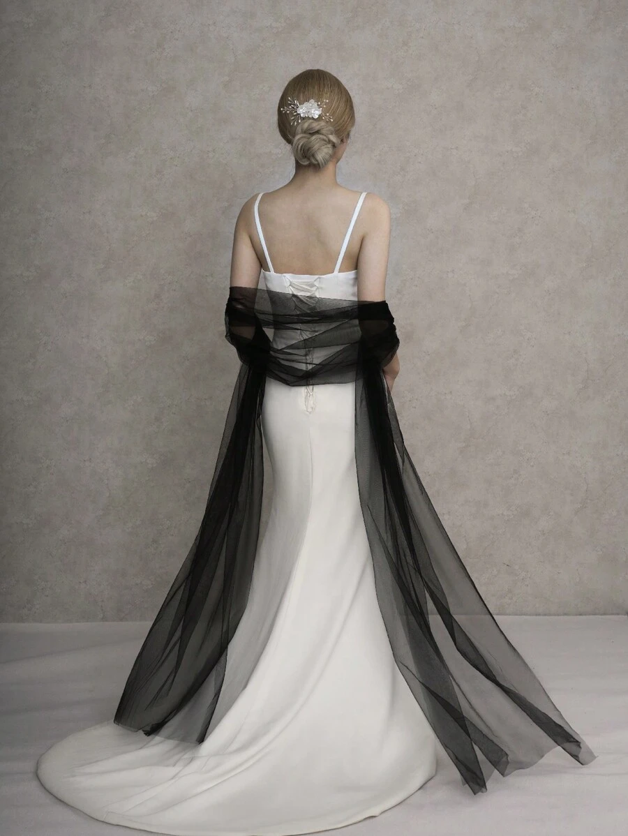 1pc Minimalist Sheer Flowy Oversized Shawl With Long Tail, Multi-Way ...