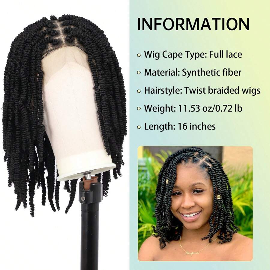 Full Double Lace Braided Wigs Knotless Spring Twisted Braids Wigs ...