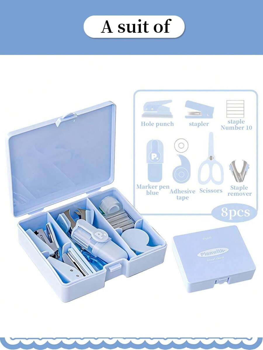 Planwerkzeugkoffer Effizienz-Set hohe Optik Niveau tragbarer Locher Hefter für Studenten ...