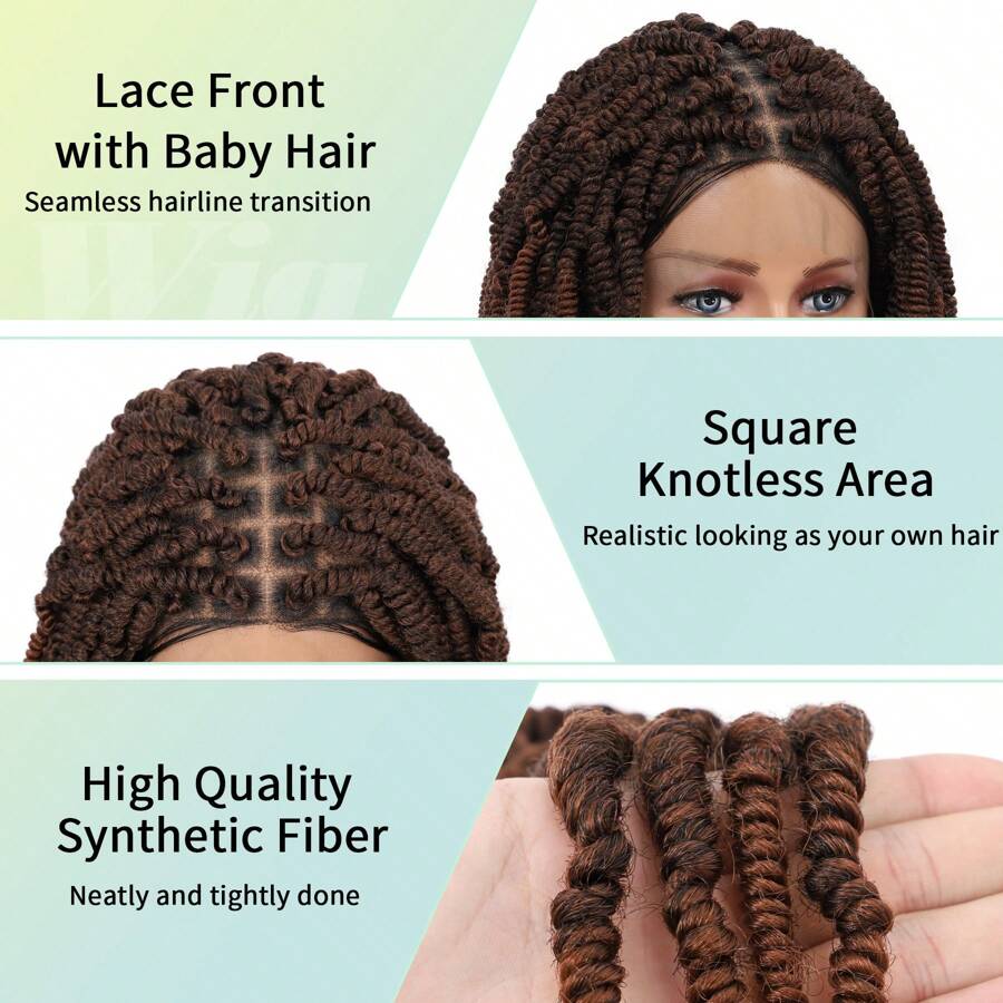 Full Double Lace Braided Wigs Knotless Spring Twisted Braids Wigs ...