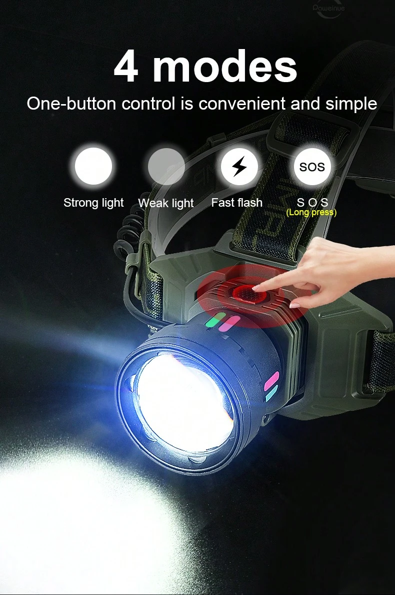 Puissant phare à LED de 30W 2*18650 Projecteur puissant 4 modes Ultra longue portée Ultra longue ...