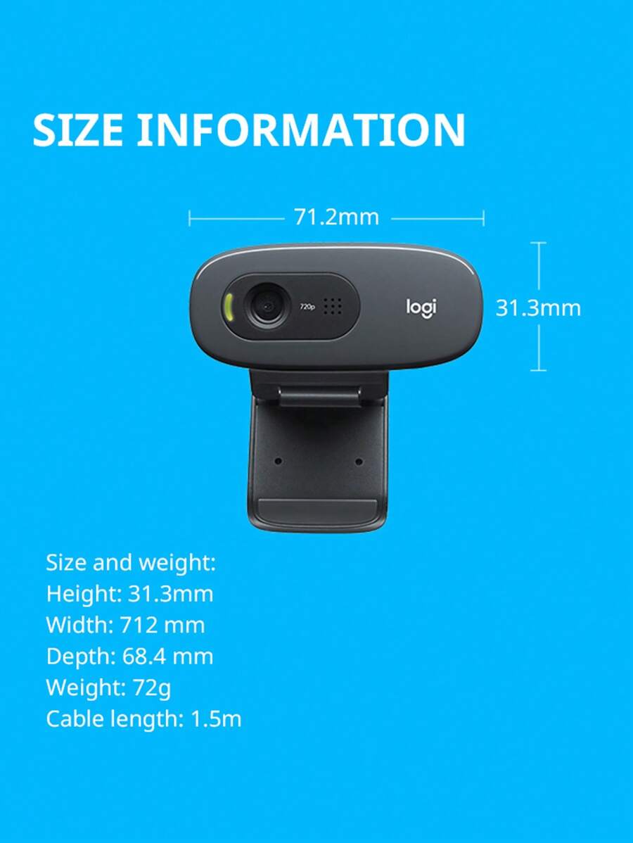 Logitech Logitech C270 HD Webcam USB PC Laptop Desktop Webcam Video ...