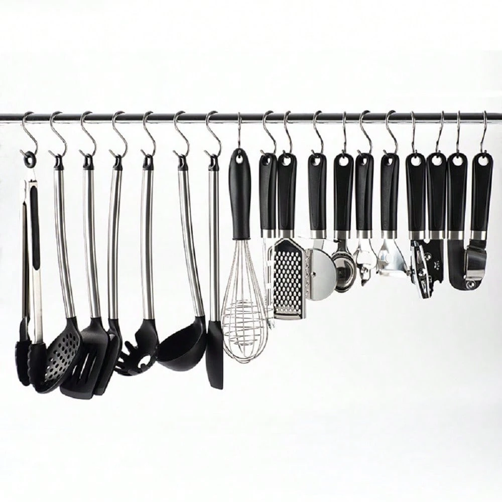 Stainless Steel Kitchen Hooks, S-Shaped Hanging Hooks And Horizontal ...