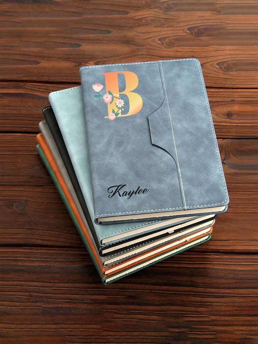 1pc Skin-Touch PU Leather Notebook With Pen Holder, Business Office ...