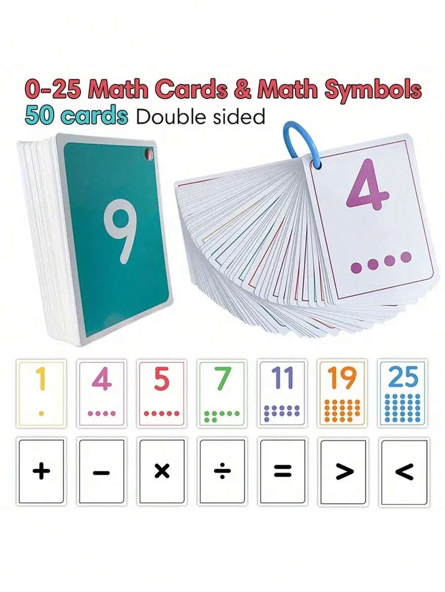Early Learning Math Flashcards - Numbers 0-25, Addition, Subtraction ...