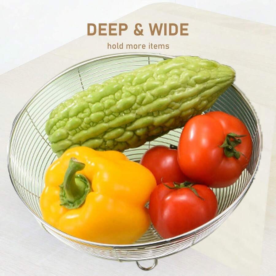 1 Piece 26cm Large Stainless Steel Wire Mesh Fruit Basket Stand, For ...
