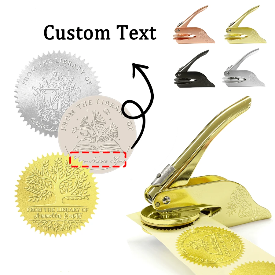 1Pc Custom Logo Embosser Stamp With Case And 100pcs Stickers- Heavy Steel Embosser Stamp Design ...