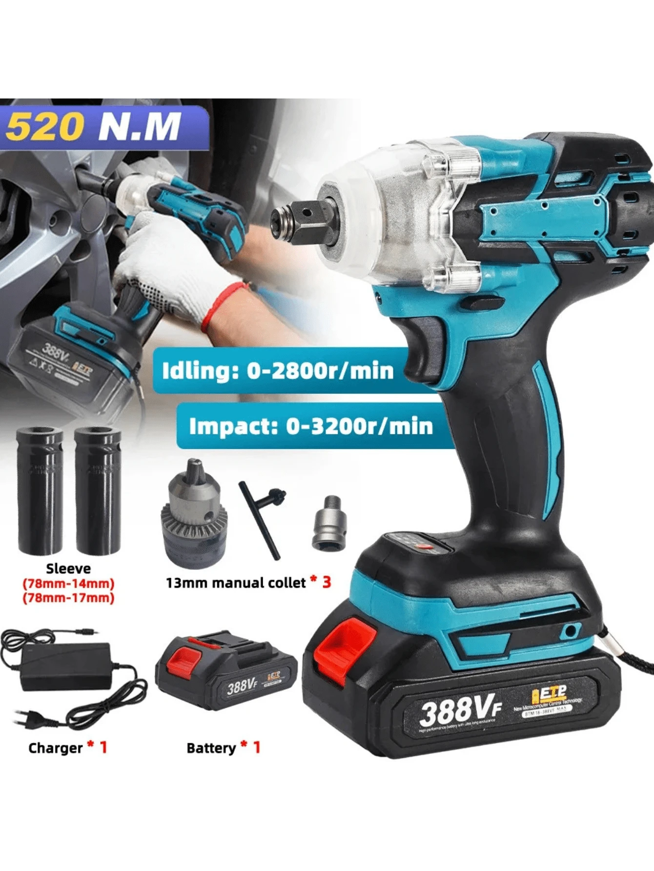 1pc Electric Goddess Brushless Cordless Wrench Torque Multi-Function ...