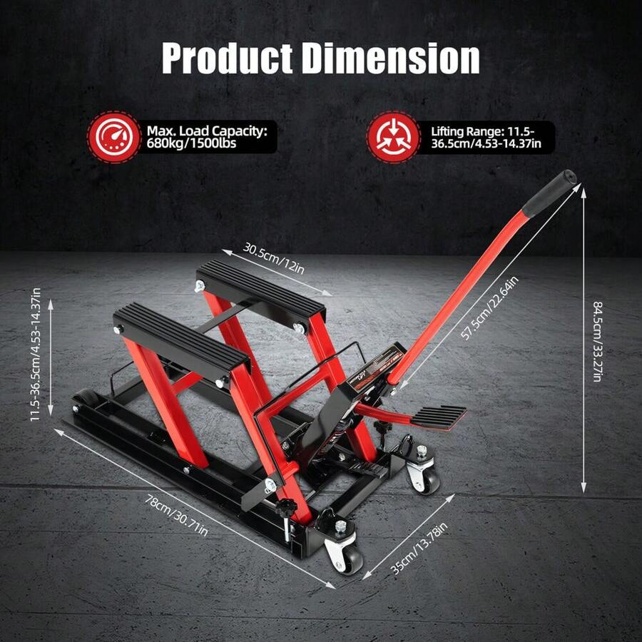680Kg Motorcycle Hydraulic Lift Motorbike Lift Assembly Stand ATV Quad ...