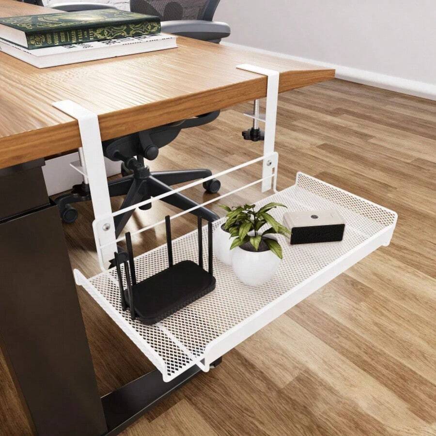 Under Desk Cable Management Tray No Drill Steel Desk Cable Organizers ...