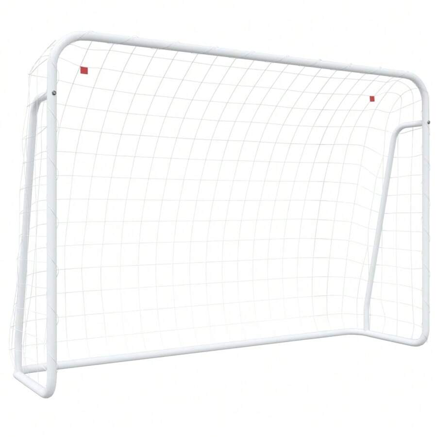 White Football Goal With Net 214x752 Cm Durable Steel And Polyester ...
