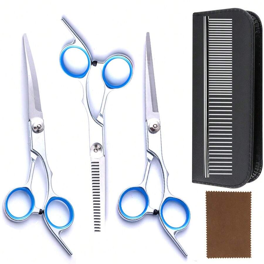 6 Pieces Hair Cutting Set, Professional Haircut Kit Include Scissors, Thinning Shears, Comb ...