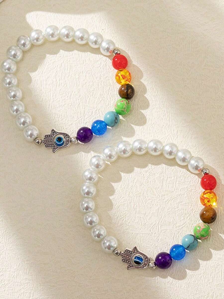 Personalised Evil Eye Design Stone Strings Men's And Women's Couple ...