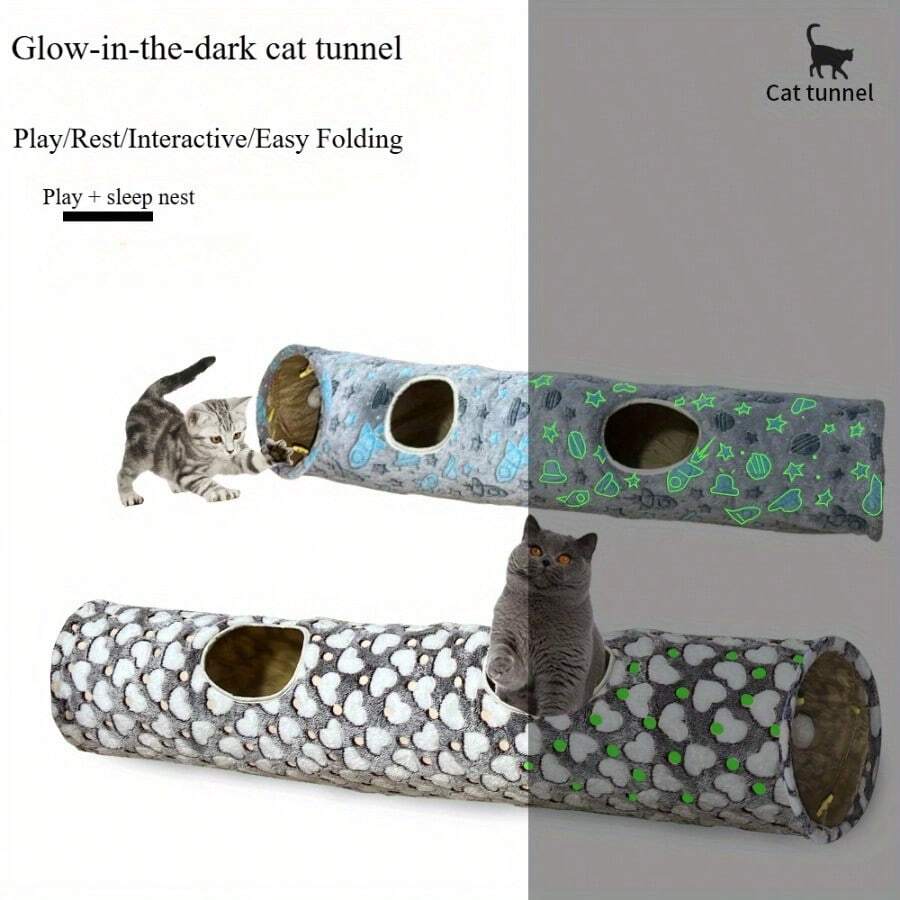 1pc Four-Hole Straight Tube Glow-In-The-Dark Cat Tunnel Cat Hole Tube ...