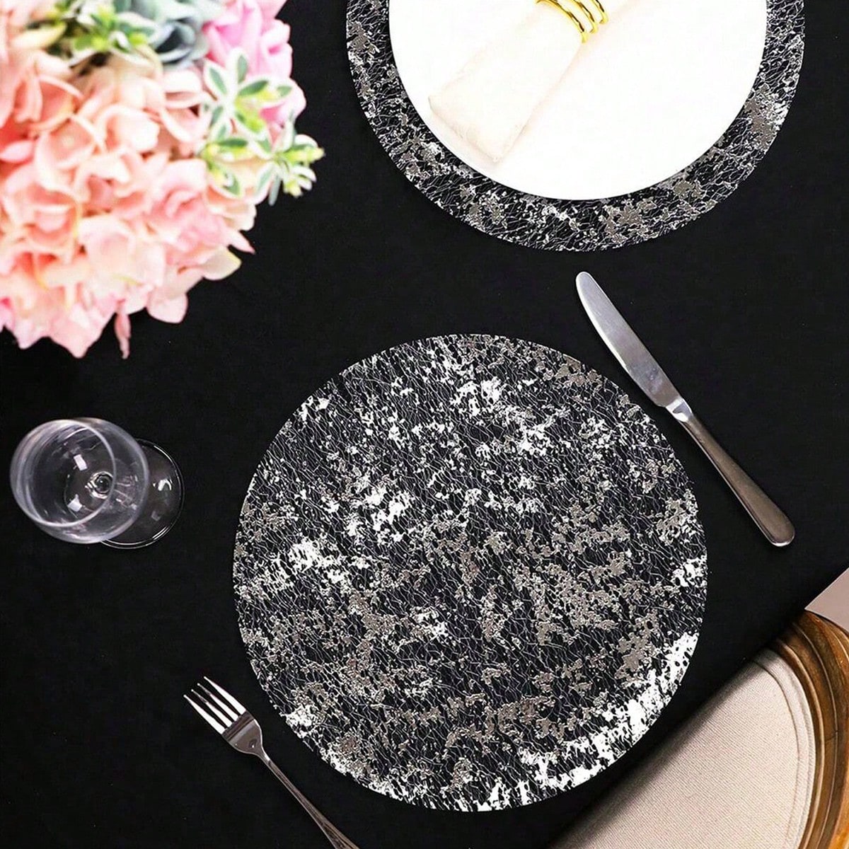 10 Pack Disposable Gold Placemats Round Gold Placemats 13 Inch Metallic ...