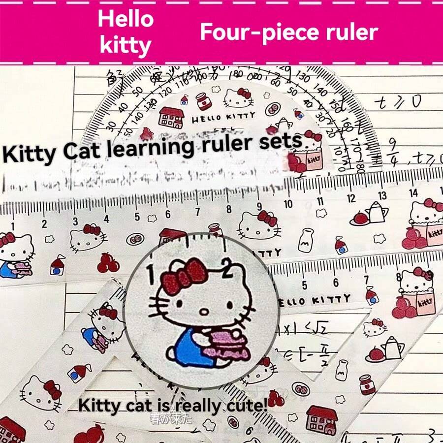 Pacha Dog Kulomi Transparent Ruler KT Cat Acrylic Student Ruler Set ...