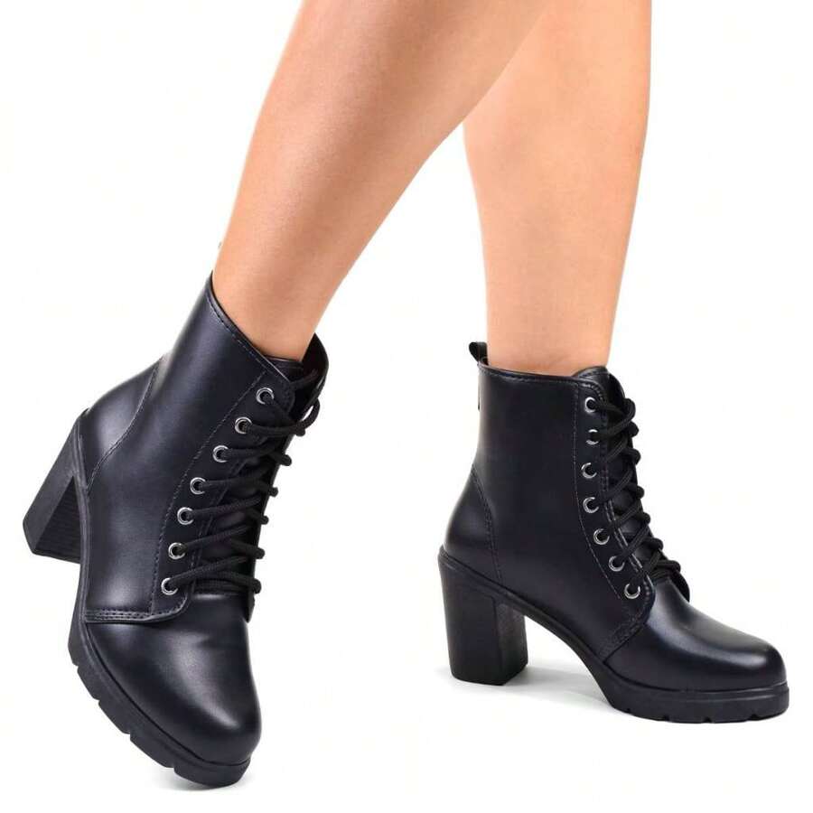 Women's Fashion Tractor High Heel Combat Boot | SHEIN USA