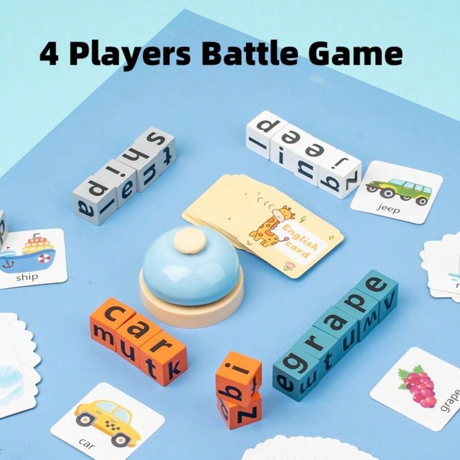1 Set Kids 3-6 Years Old Wooden English Word Battle Game, Trains ...