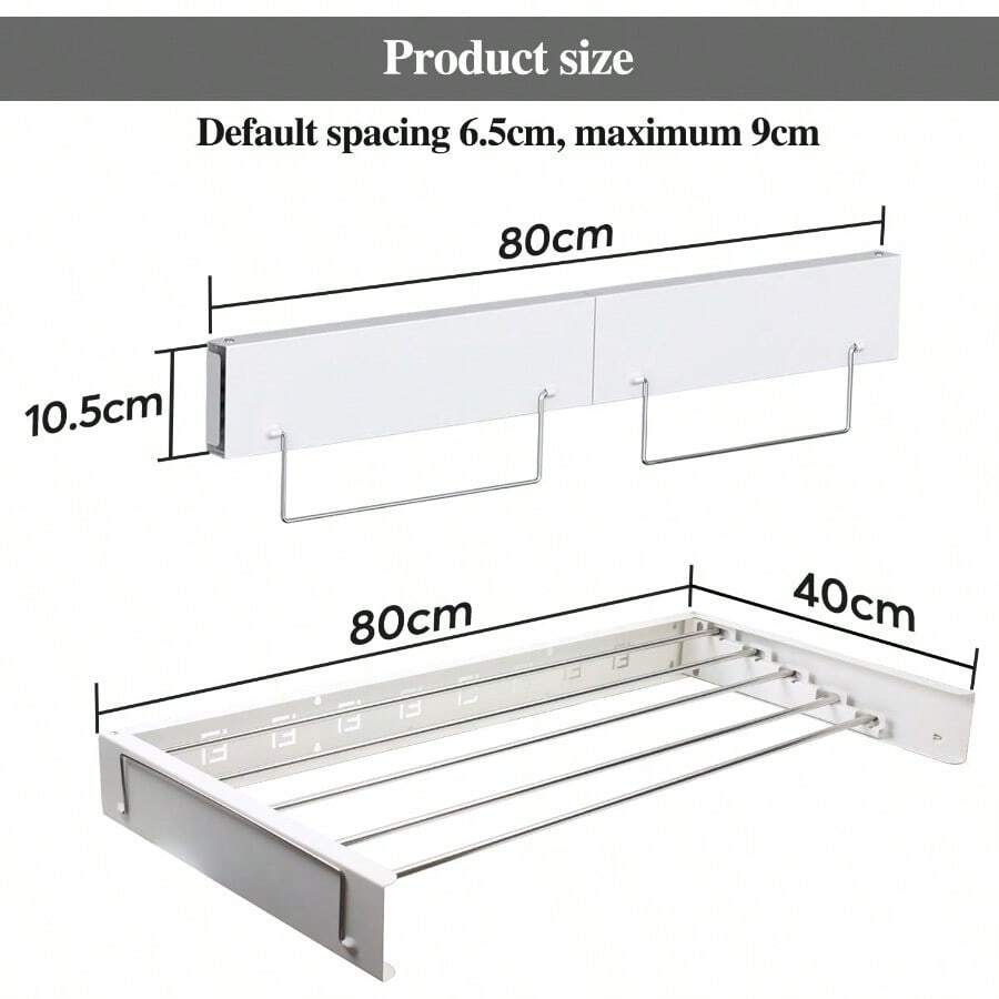 80cm Wall Mounted Clothes Rack, Stainless Steel Folding Clothes Rack ...