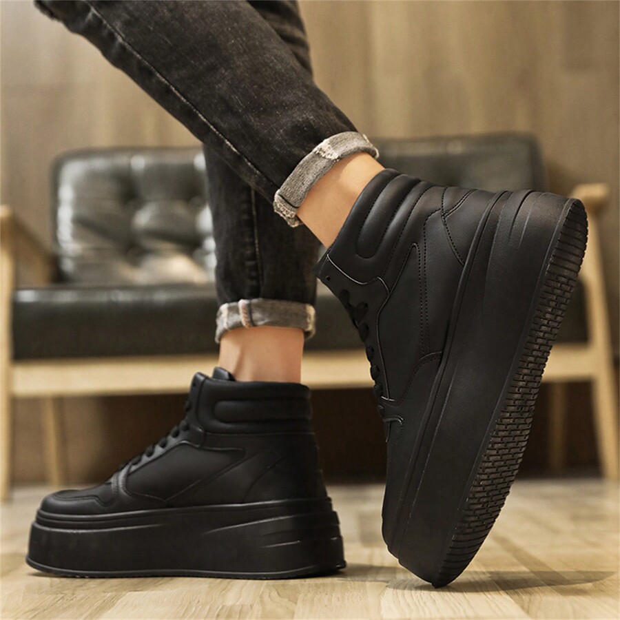 New High Top Platform Sneakers For Men, Lightweight Luxury Thick Sole ...