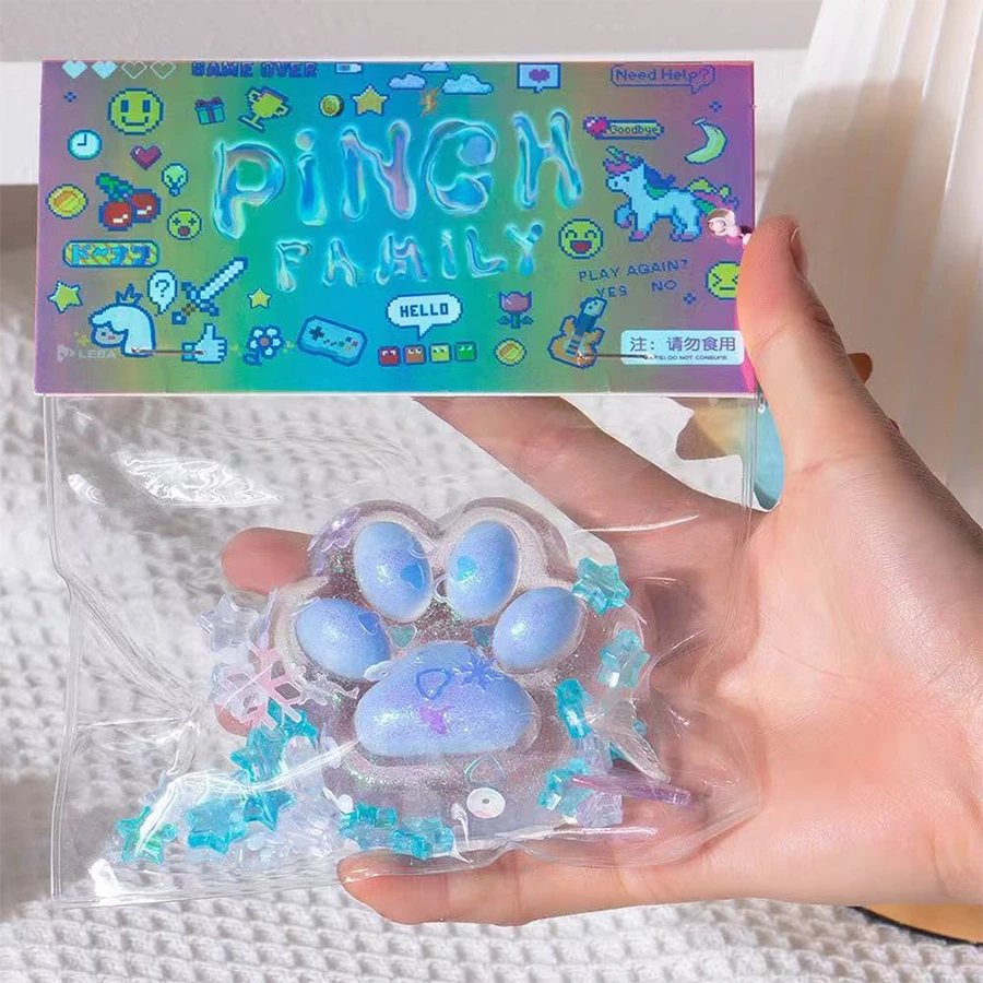 Cute Cat Paw Textured Squishy Toy, Transparent Cat Paw Stress Relief ...