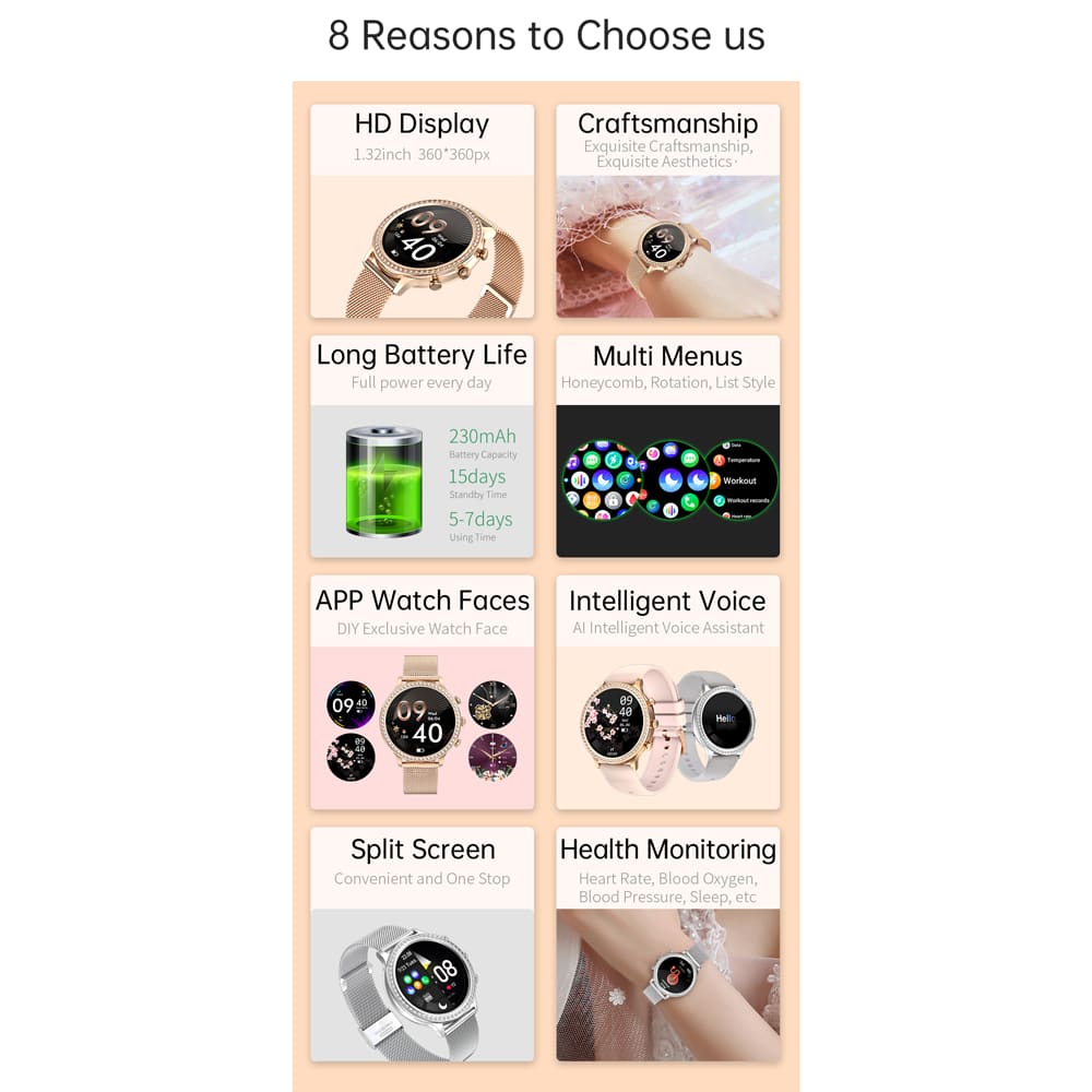 Rolls Timi ROLLS TIMI New Smart Watch For Women Bluetooth Call Mulit ...