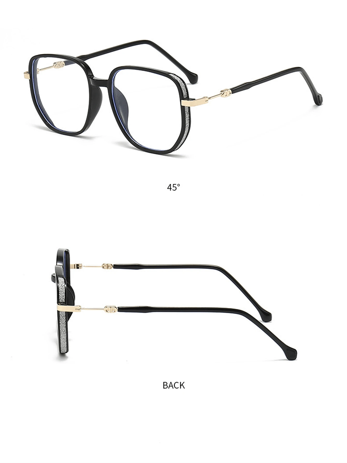1pc 2025 Fashion Glasses Black Oversized Frame High End Casual Eyewear Suitable For Selfies
