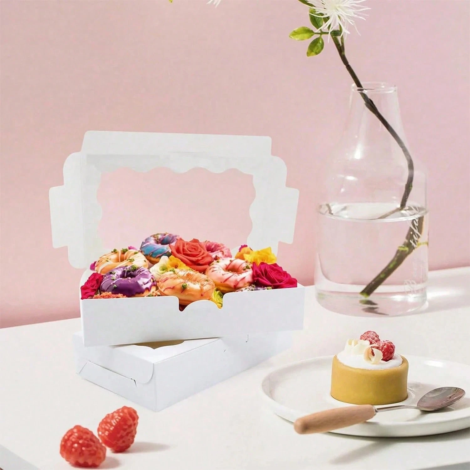 6pcs/12pcs Square Cake/Pastry Gift Boxes With Clear Windows, White And ...