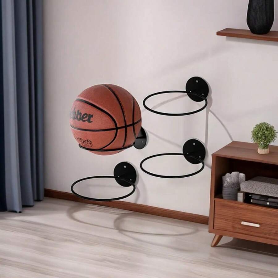 3pcs Outdoor Wrought Iron Wall Mounted Basketball Hoop, Football Ball ...