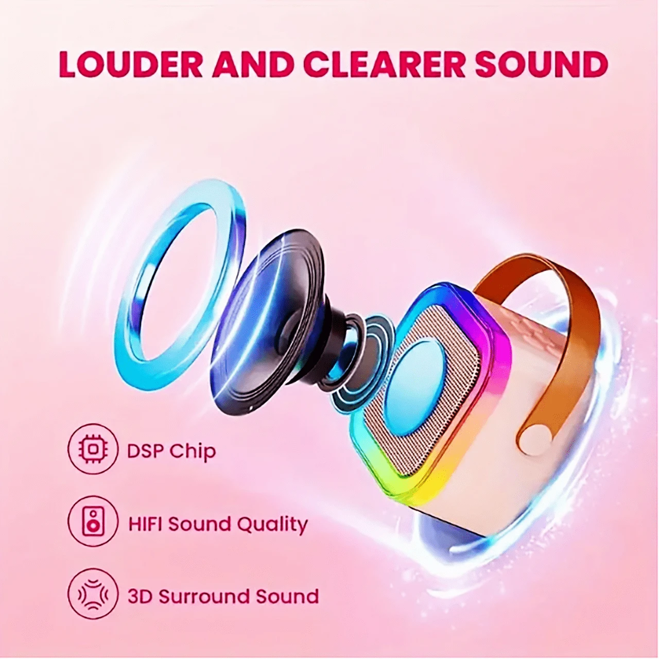 Mini enceinte de karaoké portable avec microphone intégré, convient ...