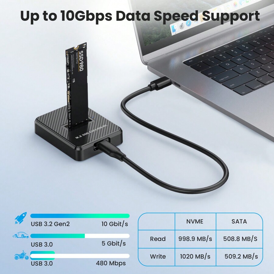 M.2 NVMe To USB C Docking Station, Fast Heat Dissipation, M.2 SSD To ...