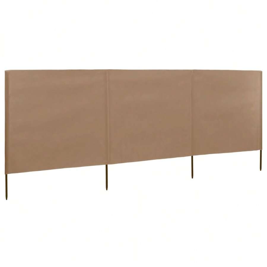 Three Panel Outdoor Wind Screen Fabric 4060 Cm Taupe Barrier Garden ...