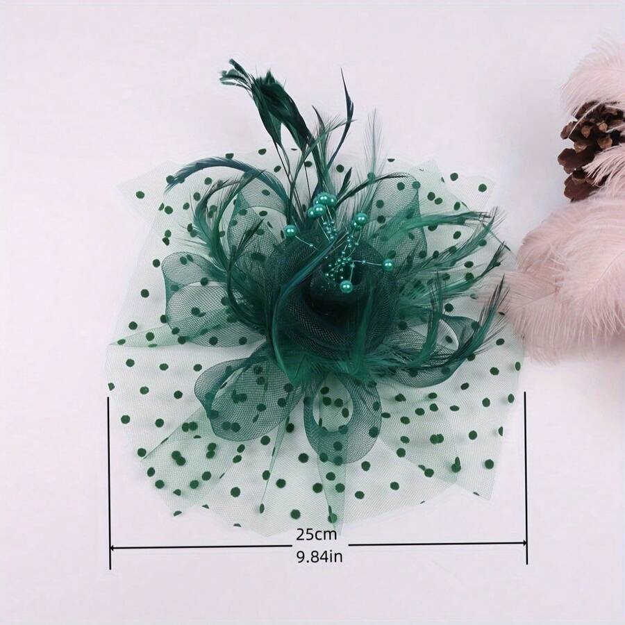 Women's Faux Feather Mesh Flower Fascinators With Headbands And Clips ...