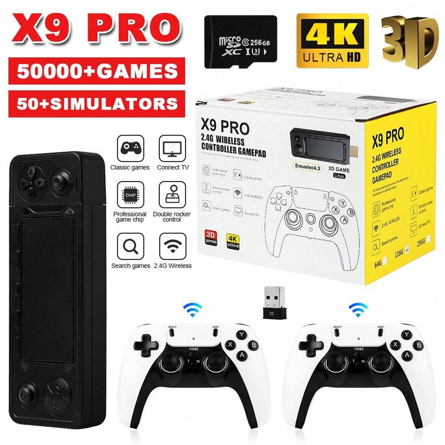 X9 PRO Retro Game Stick, Built-In 37800+ Games(64G), 4K HDMI HD Plug And Play Video Game Console ...