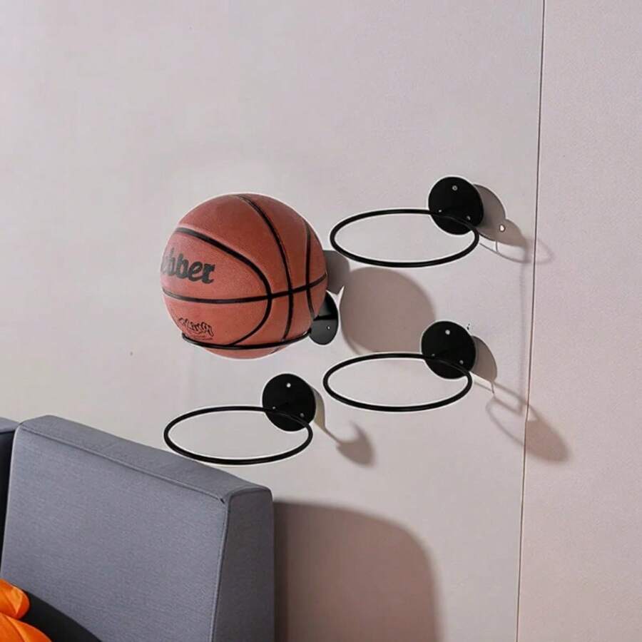 3pcs Outdoor Wrought Iron Wall Mounted Basketball Hoop, Football Ball ...