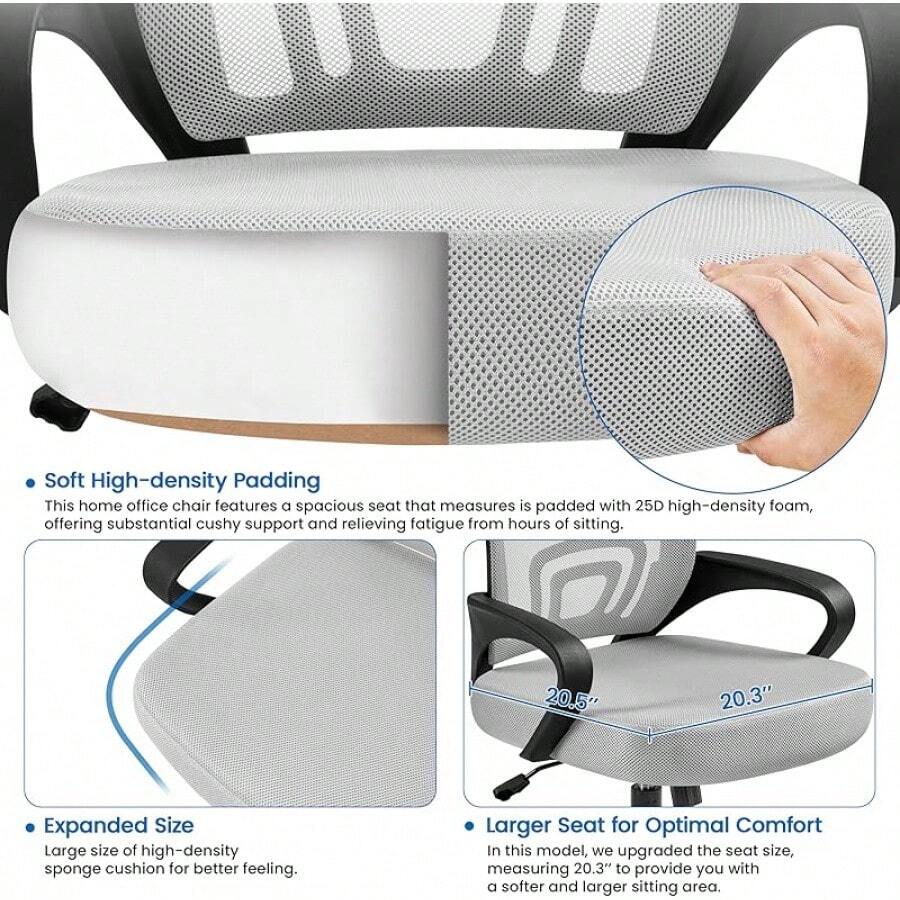 Office Chair Mid Back Executive Task Swivel Rolling Gaming Lumbar ...