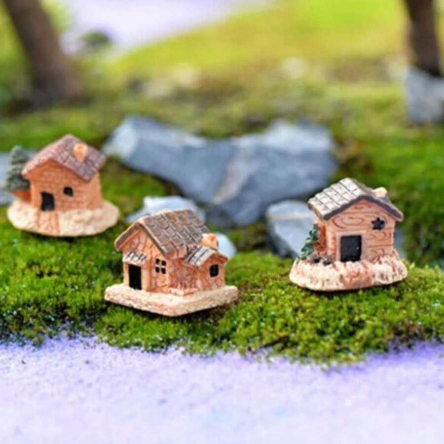 5Pcs Mini Stone House Resin Decorations For Home And Garden DIY For ...