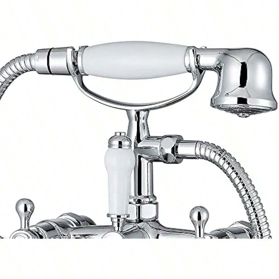 Chrome Bath Shower Mixer Taps And Attachment Solid Brass Cross Handle ...