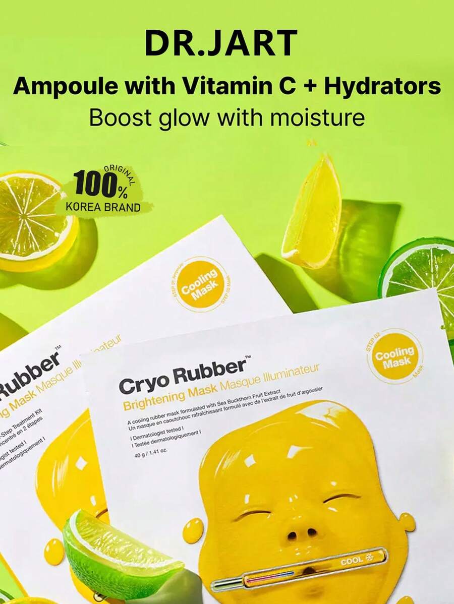 Dr.Jart Cryo Rubber Brightening Face Mask, Korean Facial Mask, Vitamin C And Niacinamide, Boosts ...
