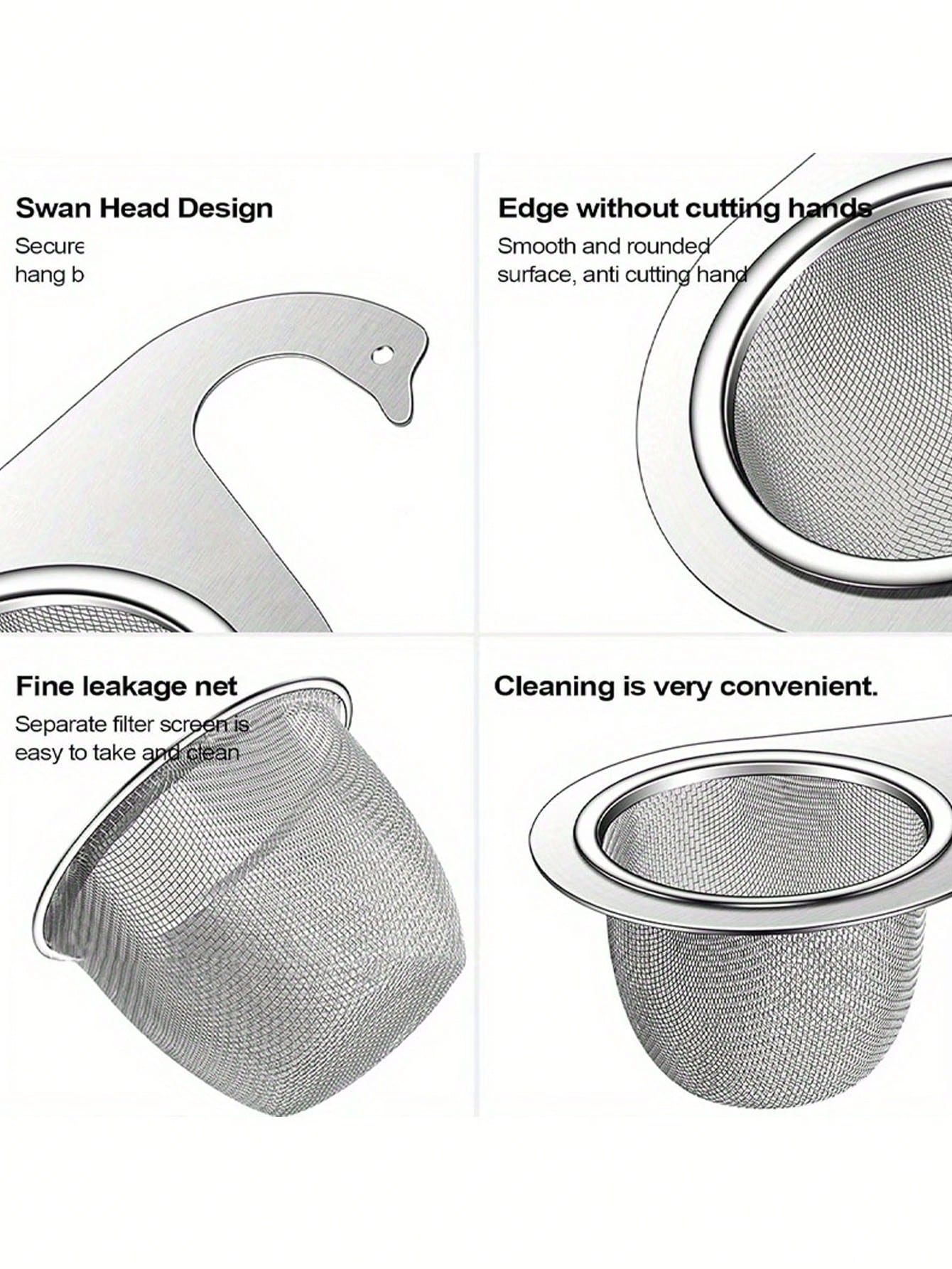 Stainless Steel Swan Sink Strainer Basket, Kitchen Sink Drain Basket ...