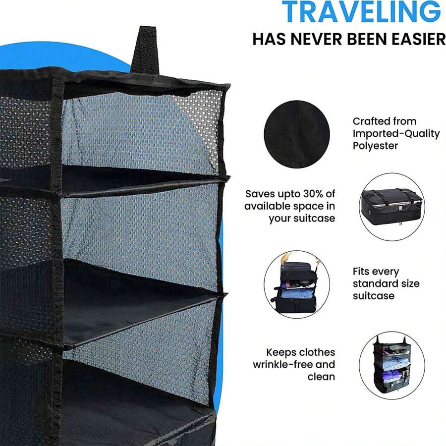 Portable Hanging Travel Shelves, Packing Organizer For Luggage. Carry ...