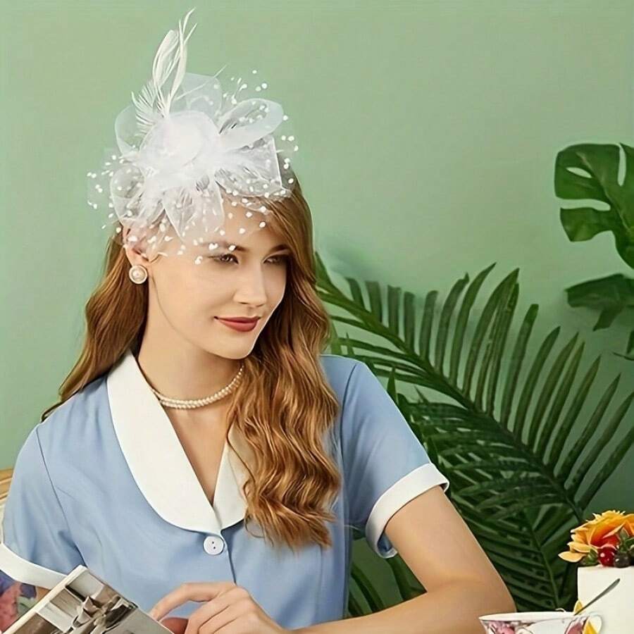 Women's Faux Feather Mesh Flower Fascinators With Headbands And Clips ...
