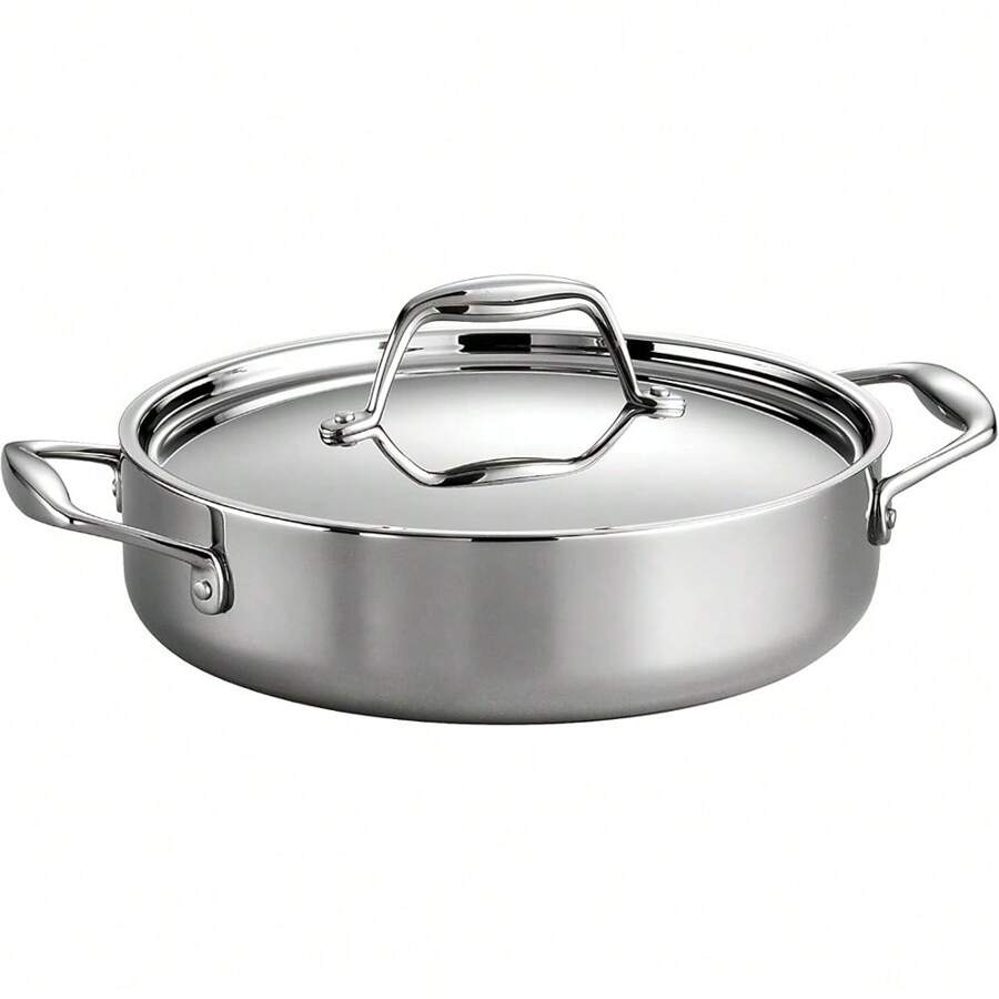 Tri-Ply Clad Stainless Steel 3-Quart Braiser Pan With Lid, Induction ...