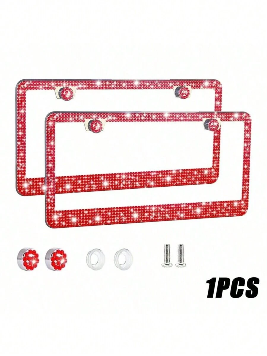 Acrylic Diamond Studded License Plate Frame, Personalized Decorative ...