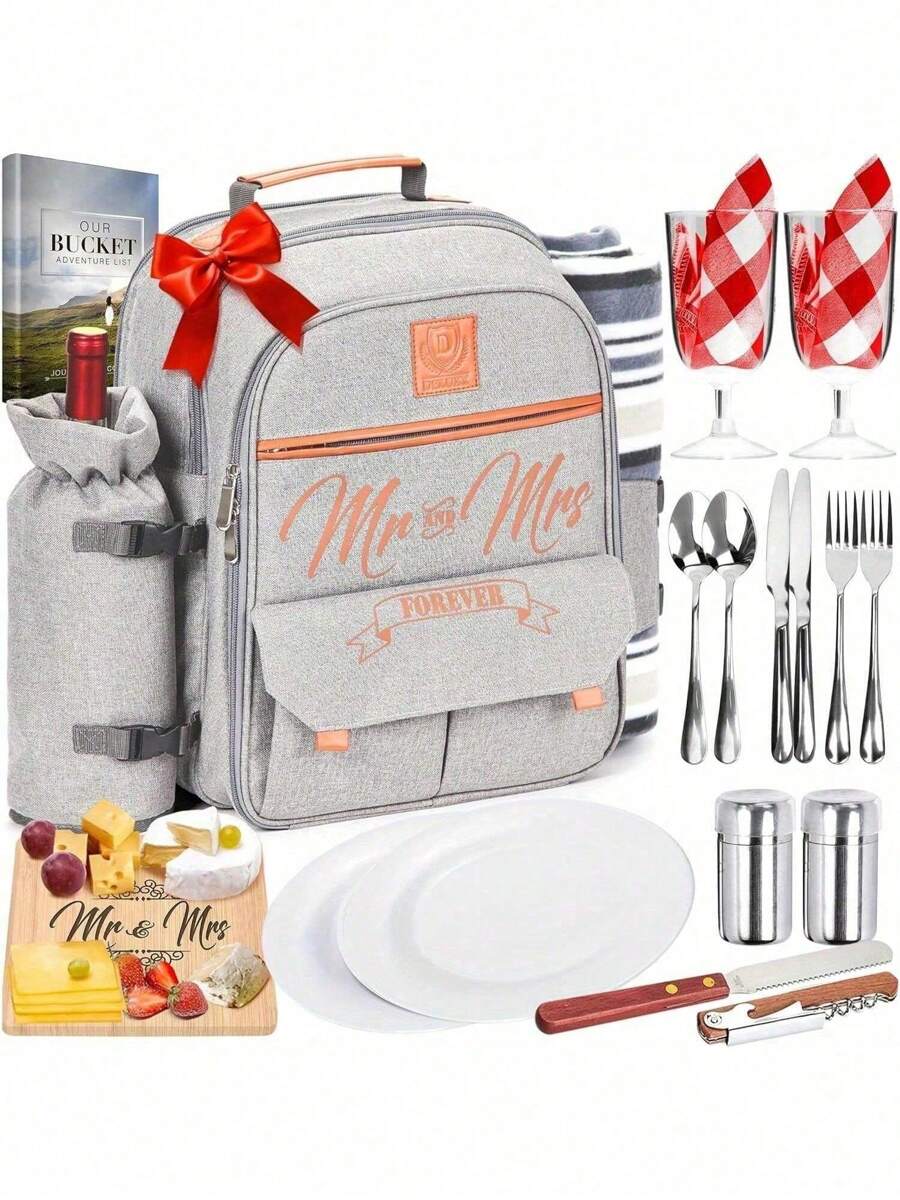 Mr And Mrs Insulated Picnic Backpack For 2 - Wedding Gifts For Couple ...