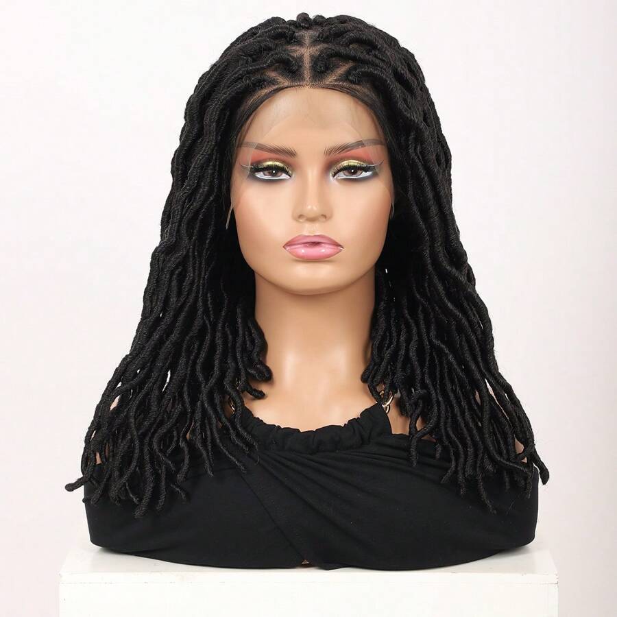 Full Double Lace Front Triangle Knotless Locs Braided Wigs For Women 14 ...