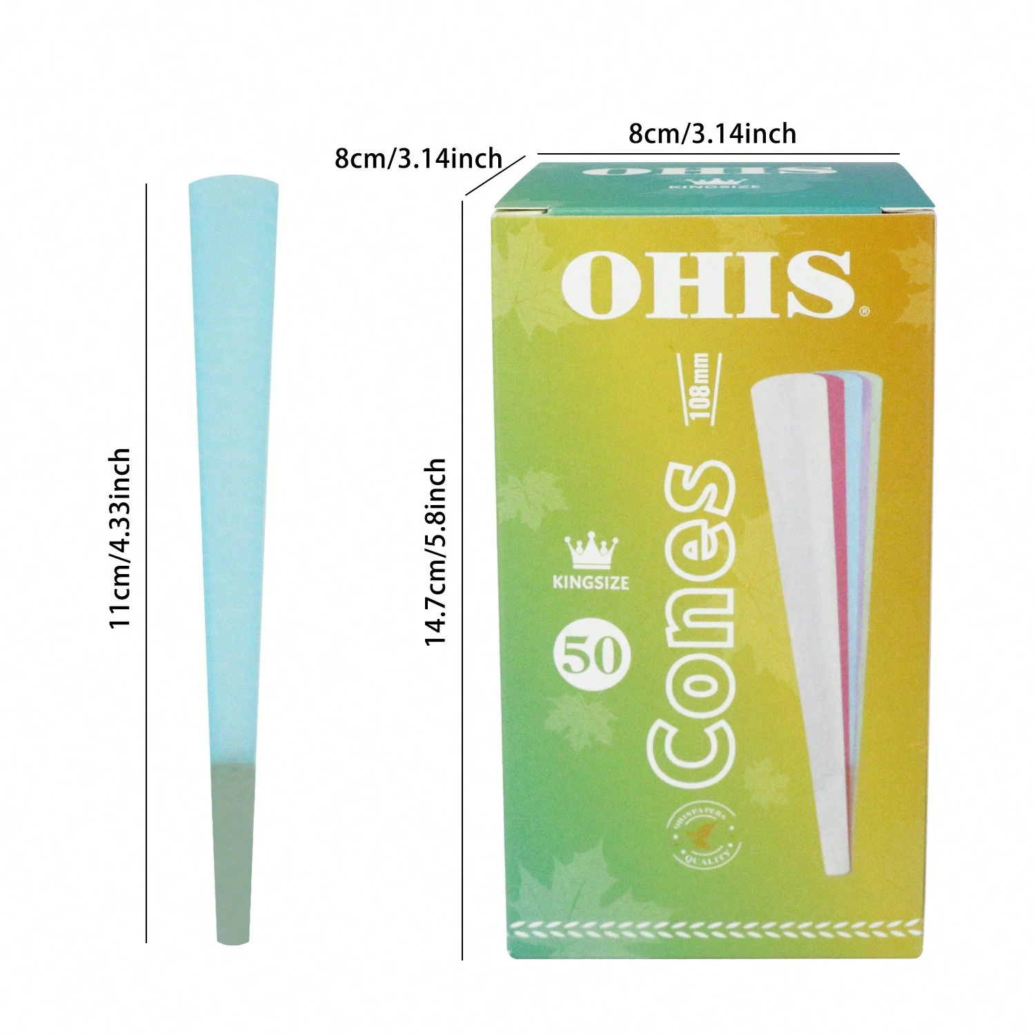 OHIS A Box Of 50 Colorful Pre-Rolled Cones, Handmade Cigarette Paper ...