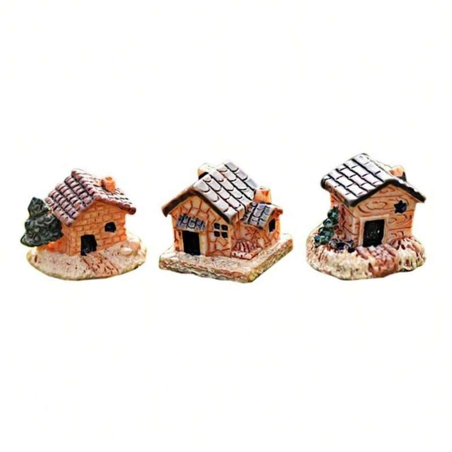 5Pcs Mini Stone House Resin Decorations For Home And Garden DIY For ...