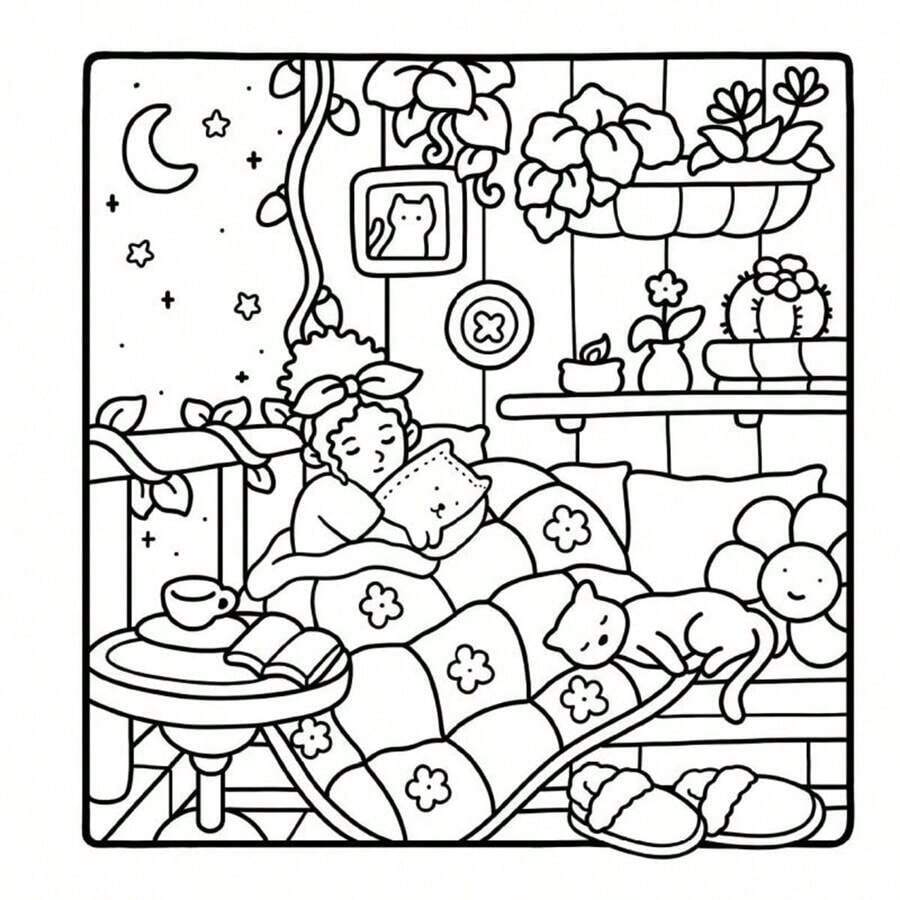 Girl Moments: Coloring Book For Adults And Teens Featuring Cute Cozy ...