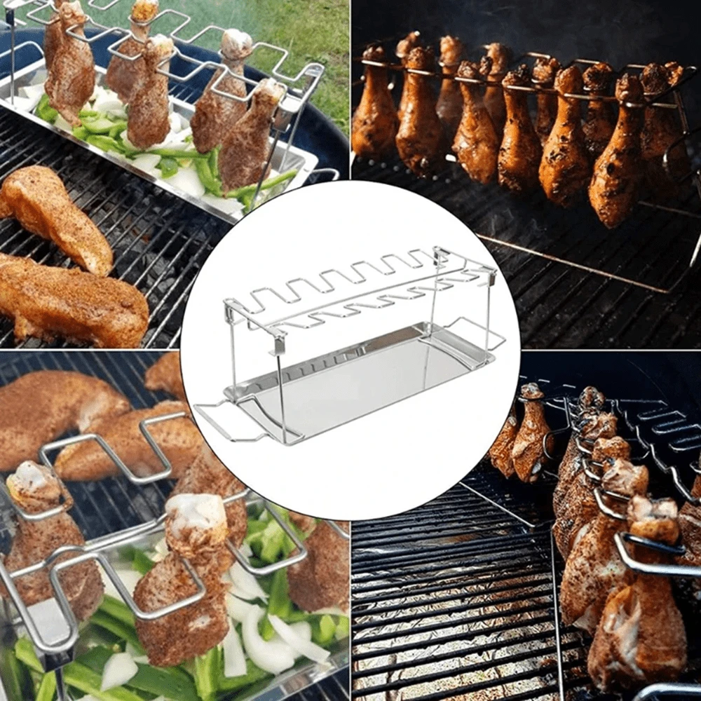 Chicken Leg And Wing Rack For Grill Smoker Oven - Easy To Use 14 Slots ...